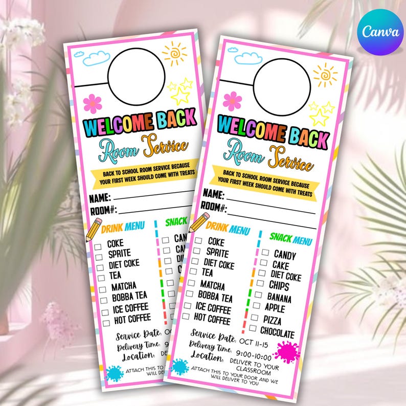 Teacher Appreciation Door Hanger, Editable Room Service Template ...