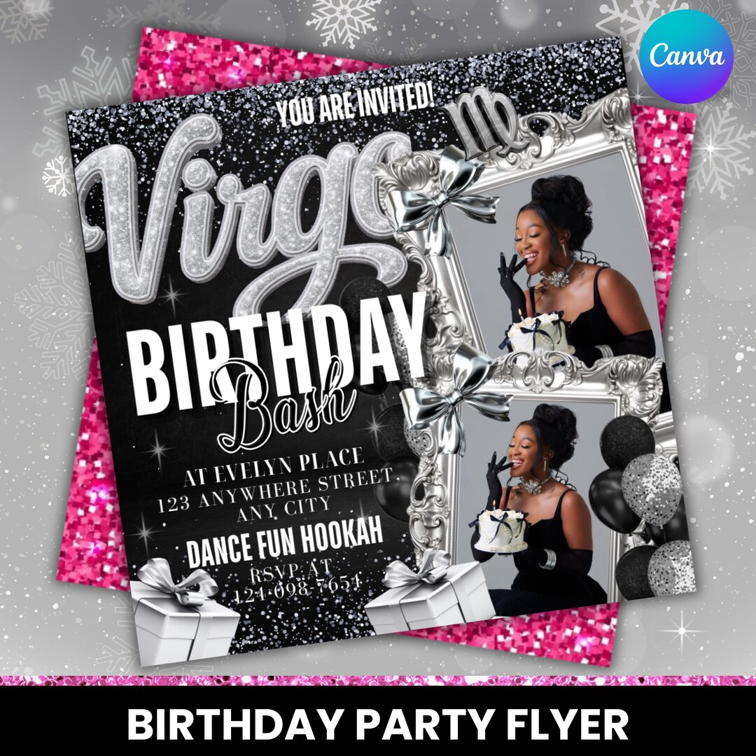 Virgo Birthday Party Flyer, Birthday Invitation Template, Virgo Season ...