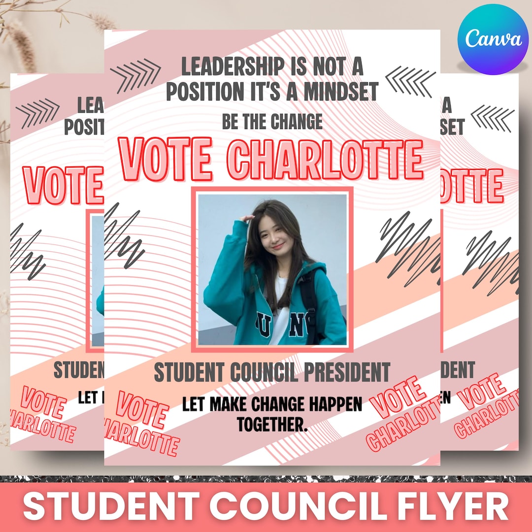 Student Council Campaign Flyer Template, Editable Canva Poster, School ...