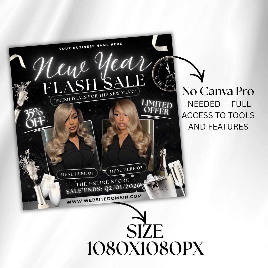 New Year Flash Sale Flyer, January Sale Flyer, New Year Specials, Hair ...