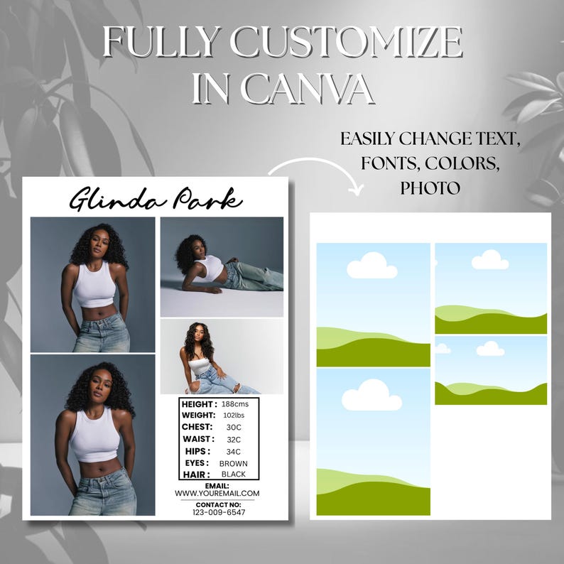 Model Comp Card Template, Zed Card for Models, Model Portfolio Card ...