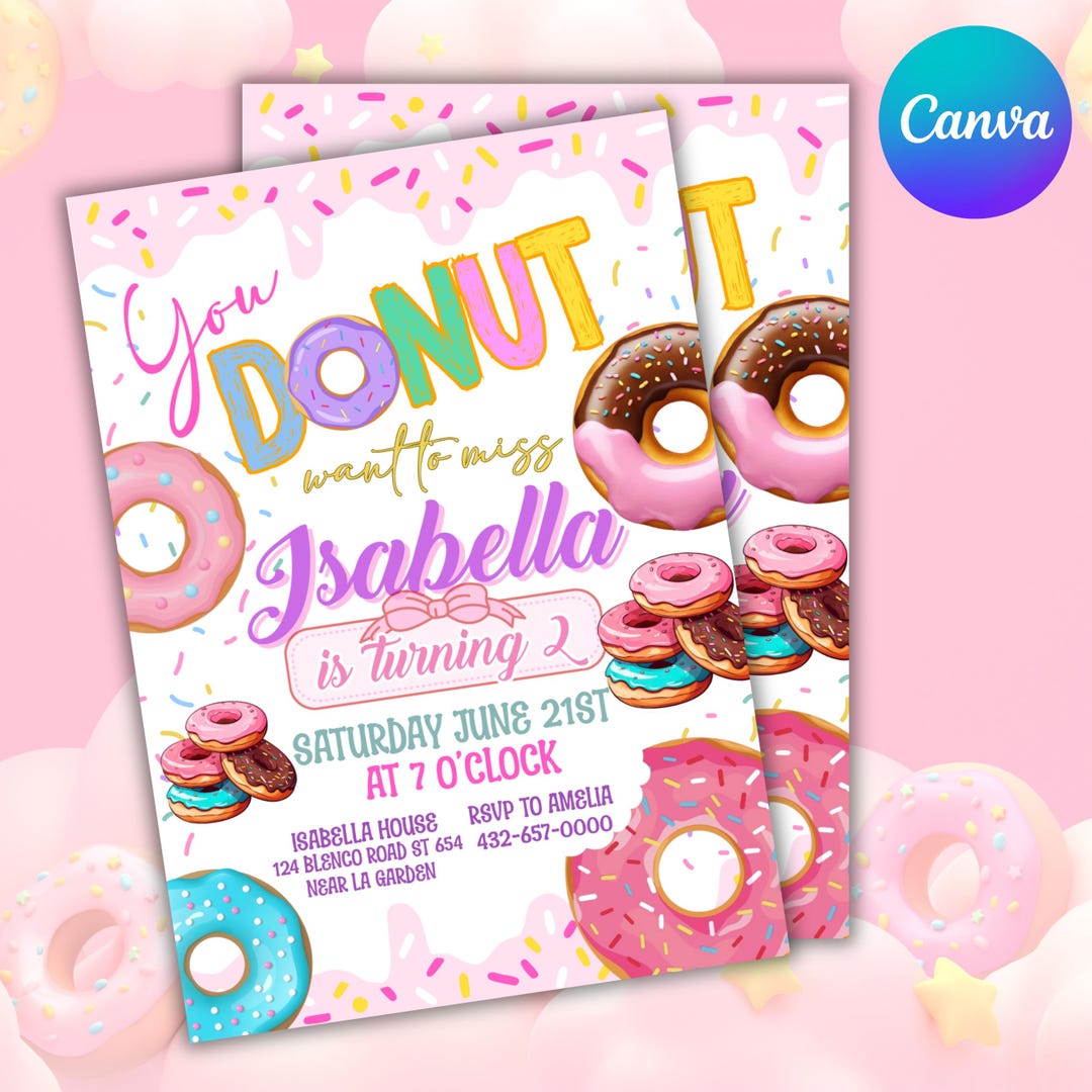 Editable Donut Birthday Invitation, Donut Birthday Invite, Donut Party ...