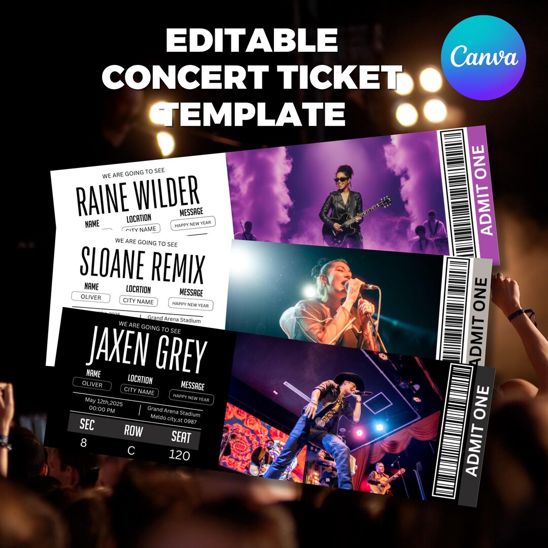 Editable Concert Ticket Template, DIY Event Ticket, Surprise Gift ...