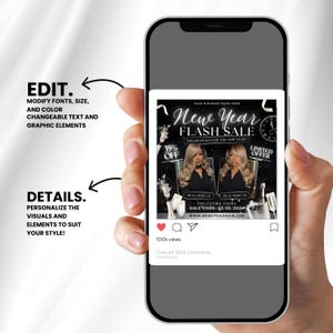 New Year Flash Sale Flyer, January Sale Flyer, New Year Specials, Hair ...