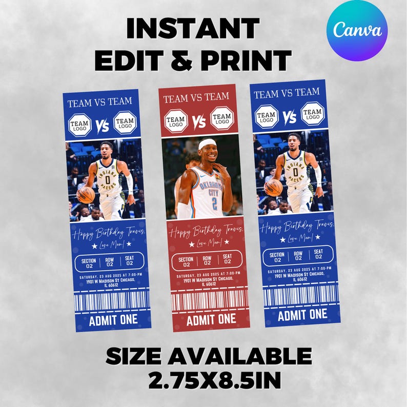 Baseball Ticket Template, Custom Fake Baseball Ticket, Printable Sport ...