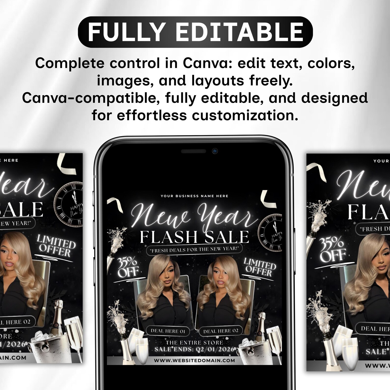 New Year Flash Sale Flyer, January Sale Flyer, New Year Specials, Hair ...