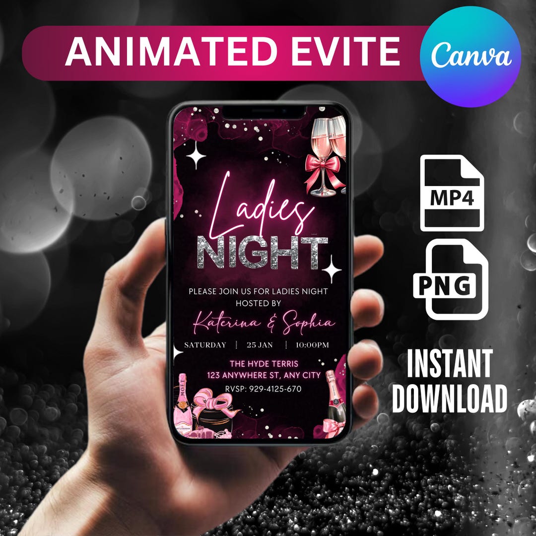 Digital Ladies Night Out Invitation, Animated Birthday Invite ...