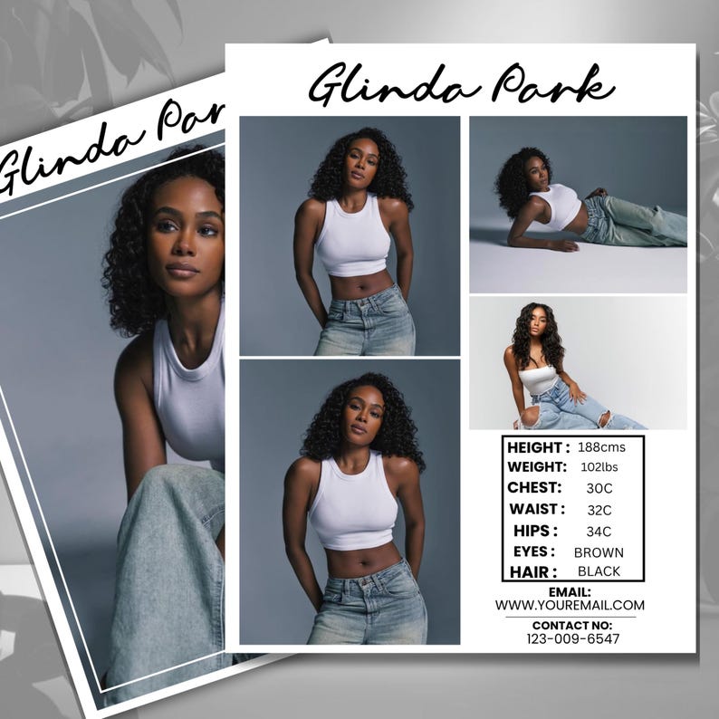 Model Comp Card Template, Zed Card for Models, Model Portfolio Card ...