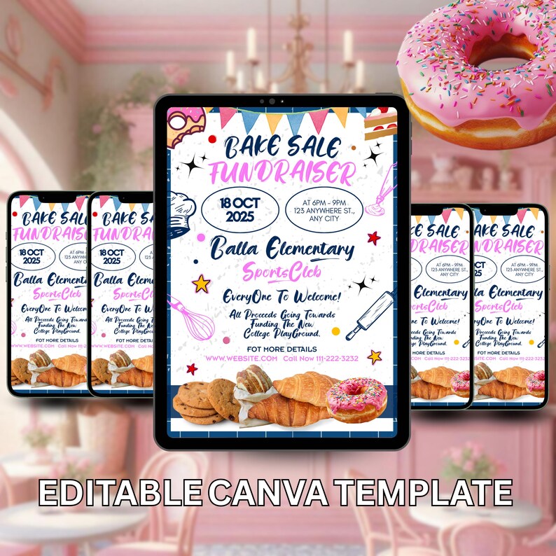 Bake Sale Fundraiser Flyer, Printable Bake Sale Flyer, PTA School Event ...