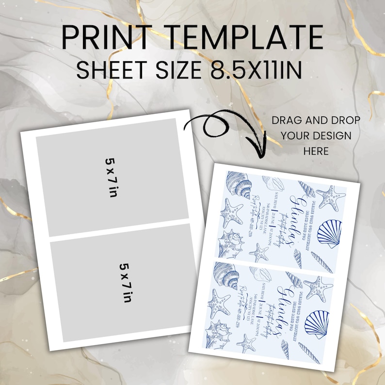 Blue Shell Outline Beach Digital Birthday Invitation Template, Beach ...