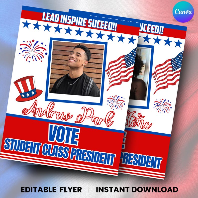 Student Council Campaign Flyer Templates, Voting Posters, Canva School ...