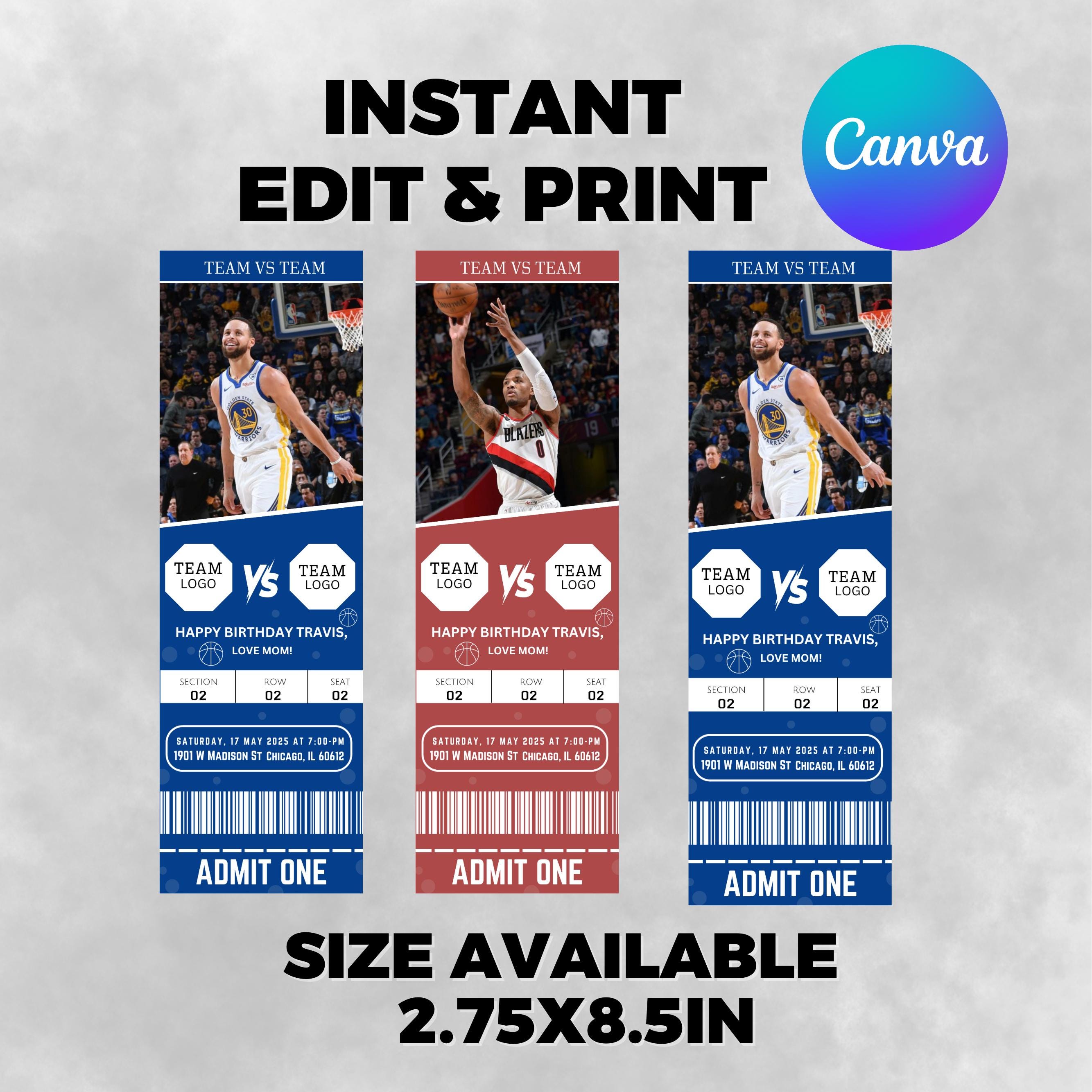 Basketball Ticket Template, Basketball Ticket, Printable Basketball ...
