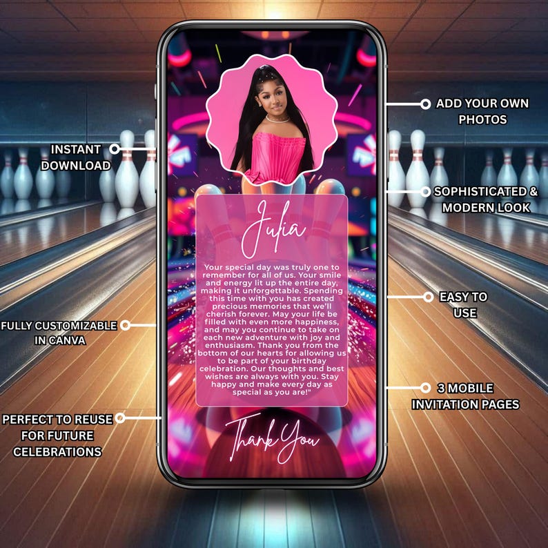 Animated Bowling Party Invite, Digital Bowling Party Invitation ...