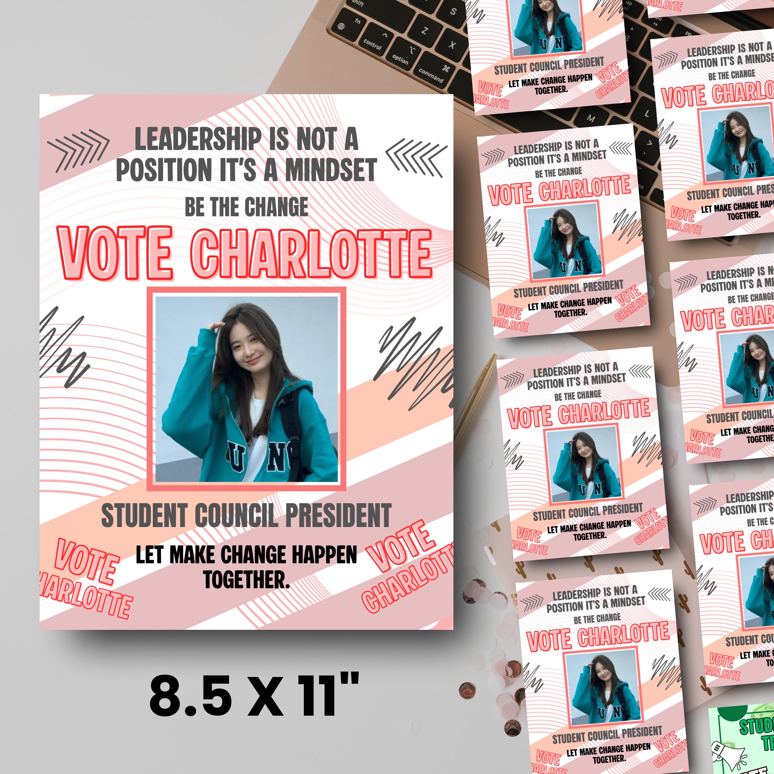 Student Council Campaign Flyer Template, Editable Canva Poster, School ...