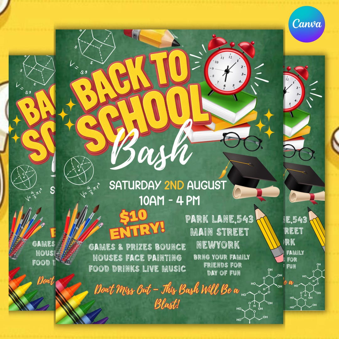 Back to School Bash Party Flyer, Back to School Bash Flyer, End of ...