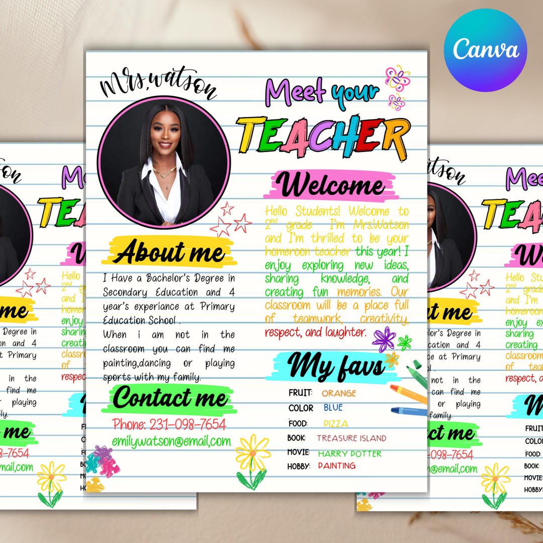 Meet Your Teacher Letter Template, Meet the Teacher Bio, Back to School ...