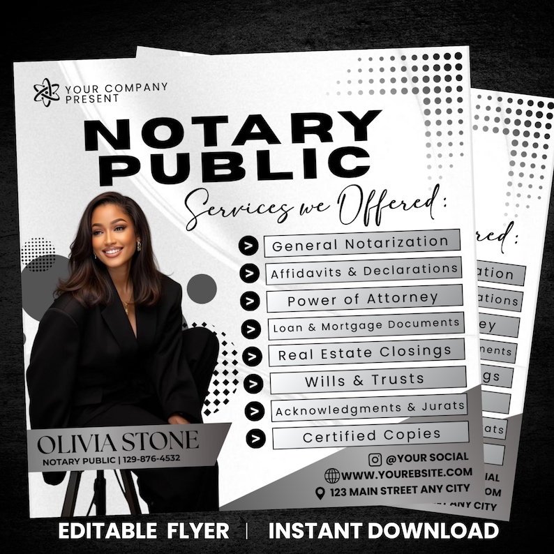 Notary Services Flyer, Editable Flyer, Notary Public Flyer, Document ...