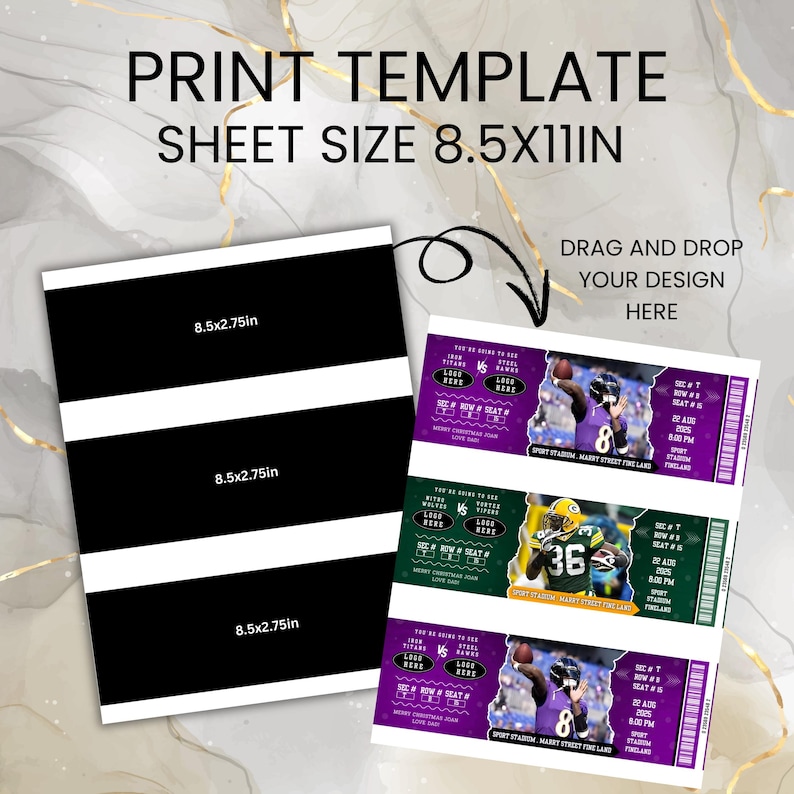 Custom Football Tickets, Surprise Gift Football Ticket, Football Game ...