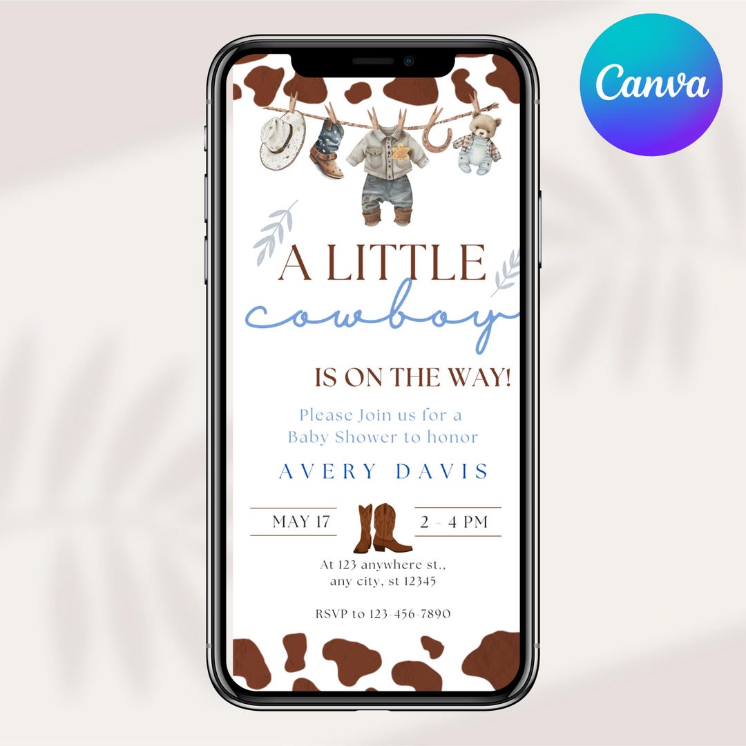 Little Cowboy Baby Shower E Invite, Baby Shower Evite, Country Boy Baby ...