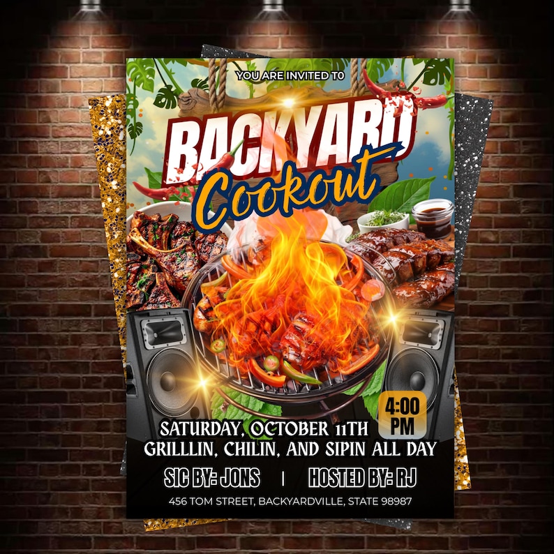 Editable BBQ Cookout Flyer Template, Summer Grill Party (digital ...