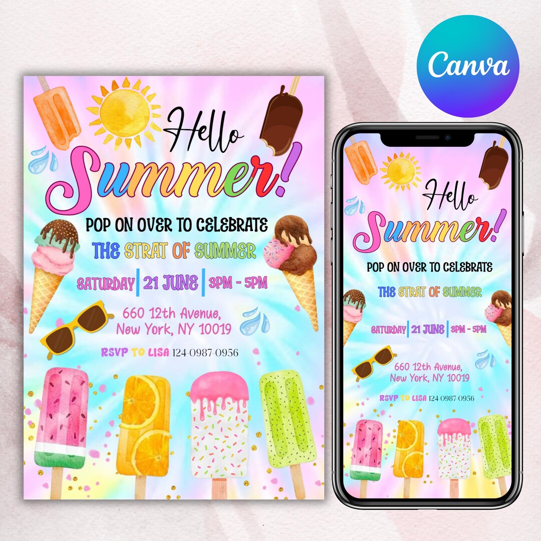 Popsicle Party Invitation, Birthday Party Invite, End of School ...