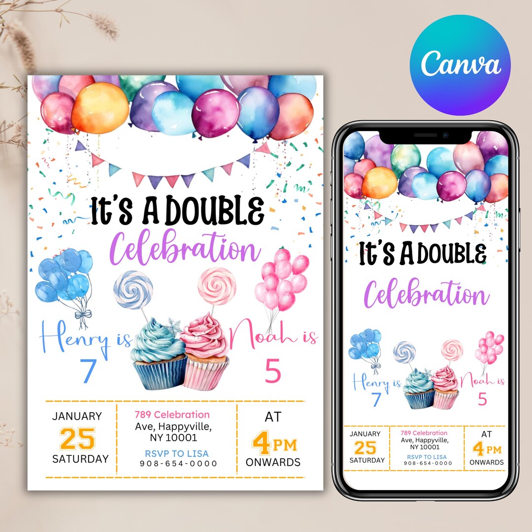 Balloon Birthday Invitation, Birthday Invitation, Balloon Party Invite ...