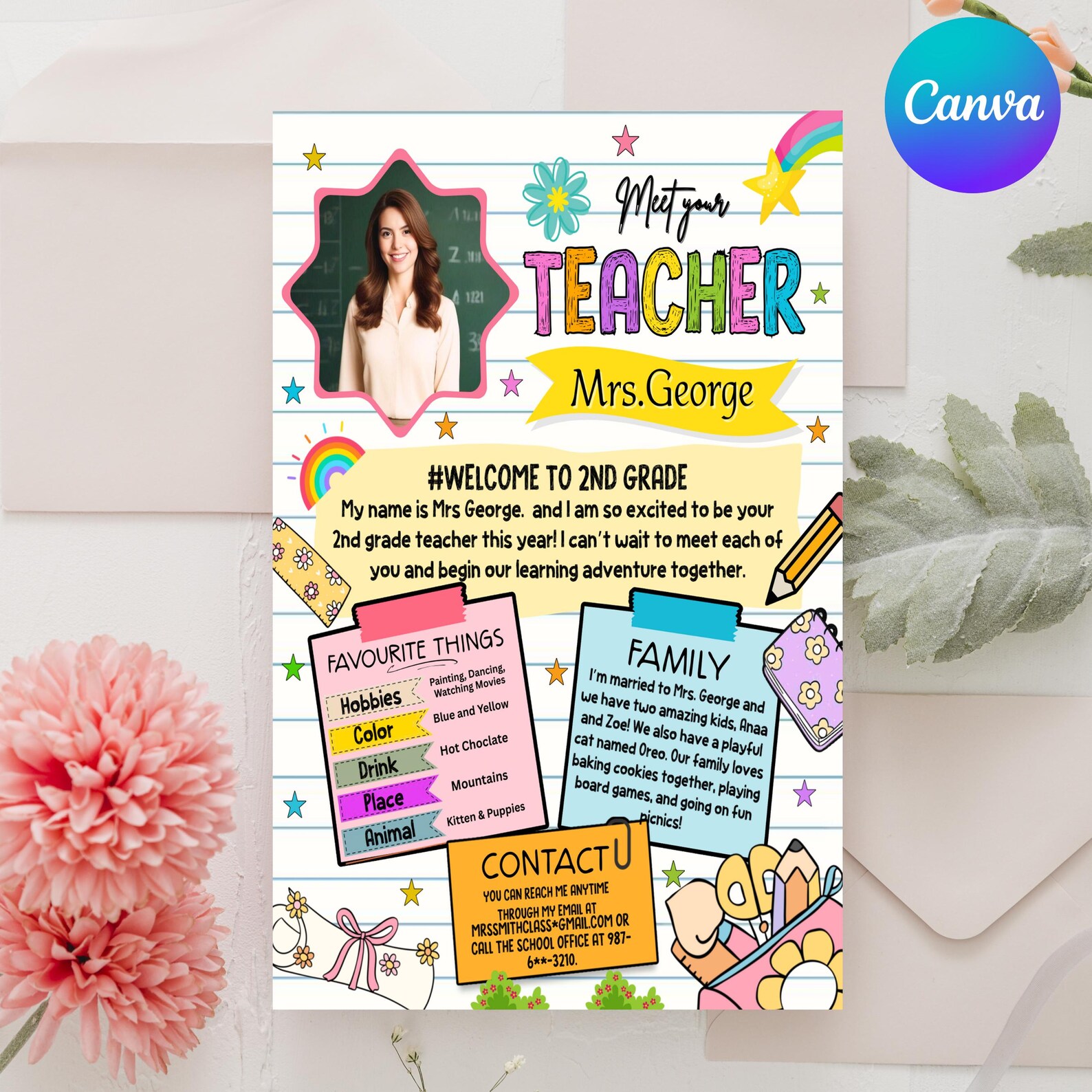 Meet the Teacher Classroom Printable, Teacher Introduction, Back to ...