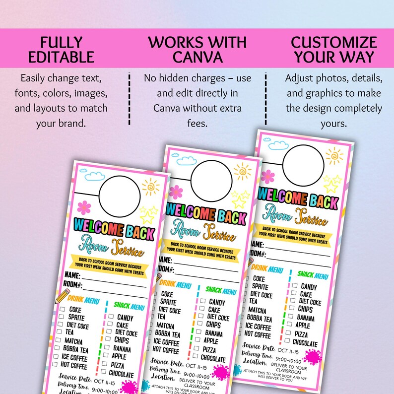 Teacher Appreciation Door Hanger, Editable Room Service Template ...