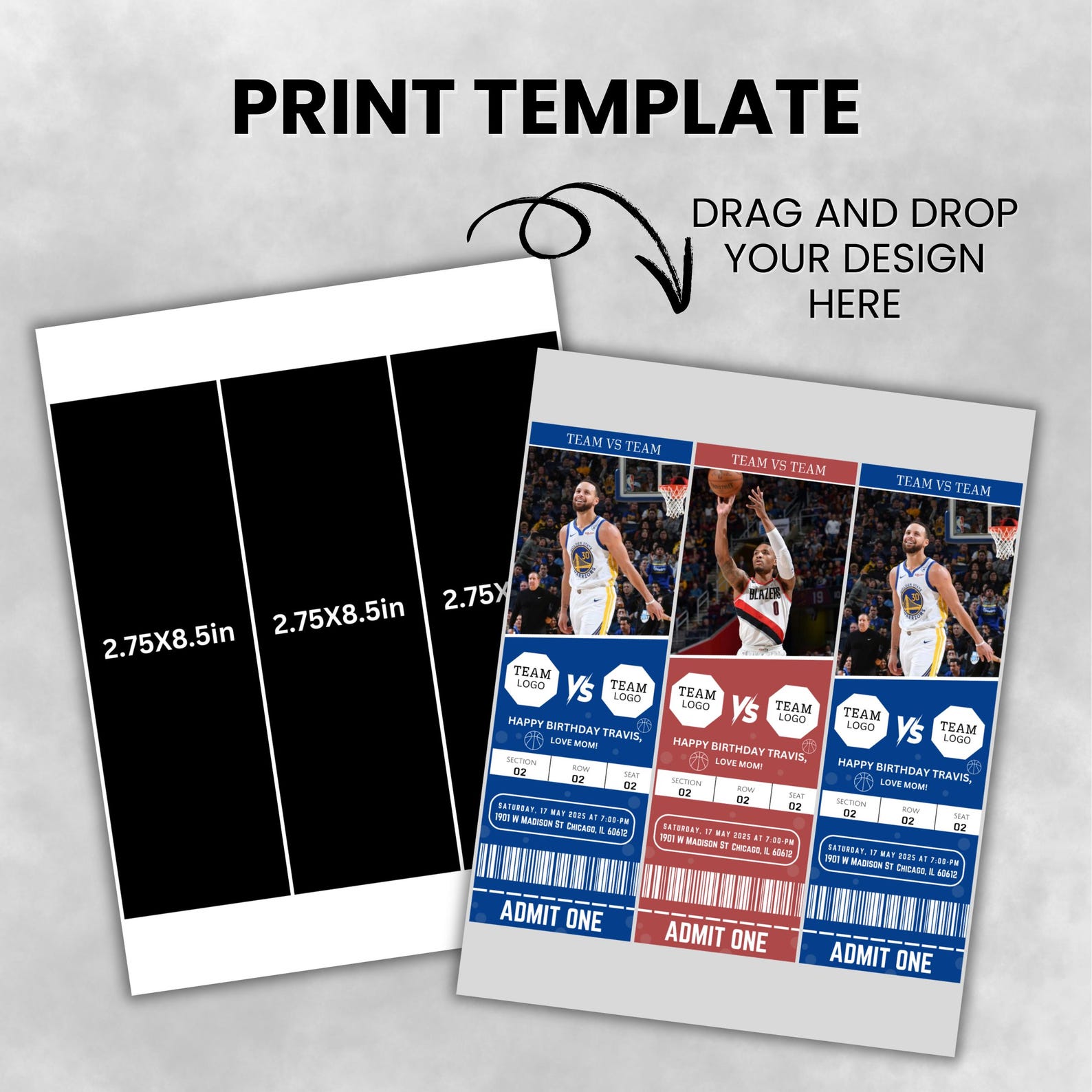 Basketball Ticket Template, Basketball Ticket, Printable Basketball ...