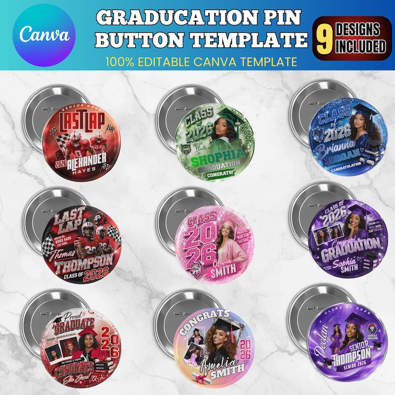 Senior 2026 Graduation Pin Bundle, Elite Milestone Button Suite, Grad ...