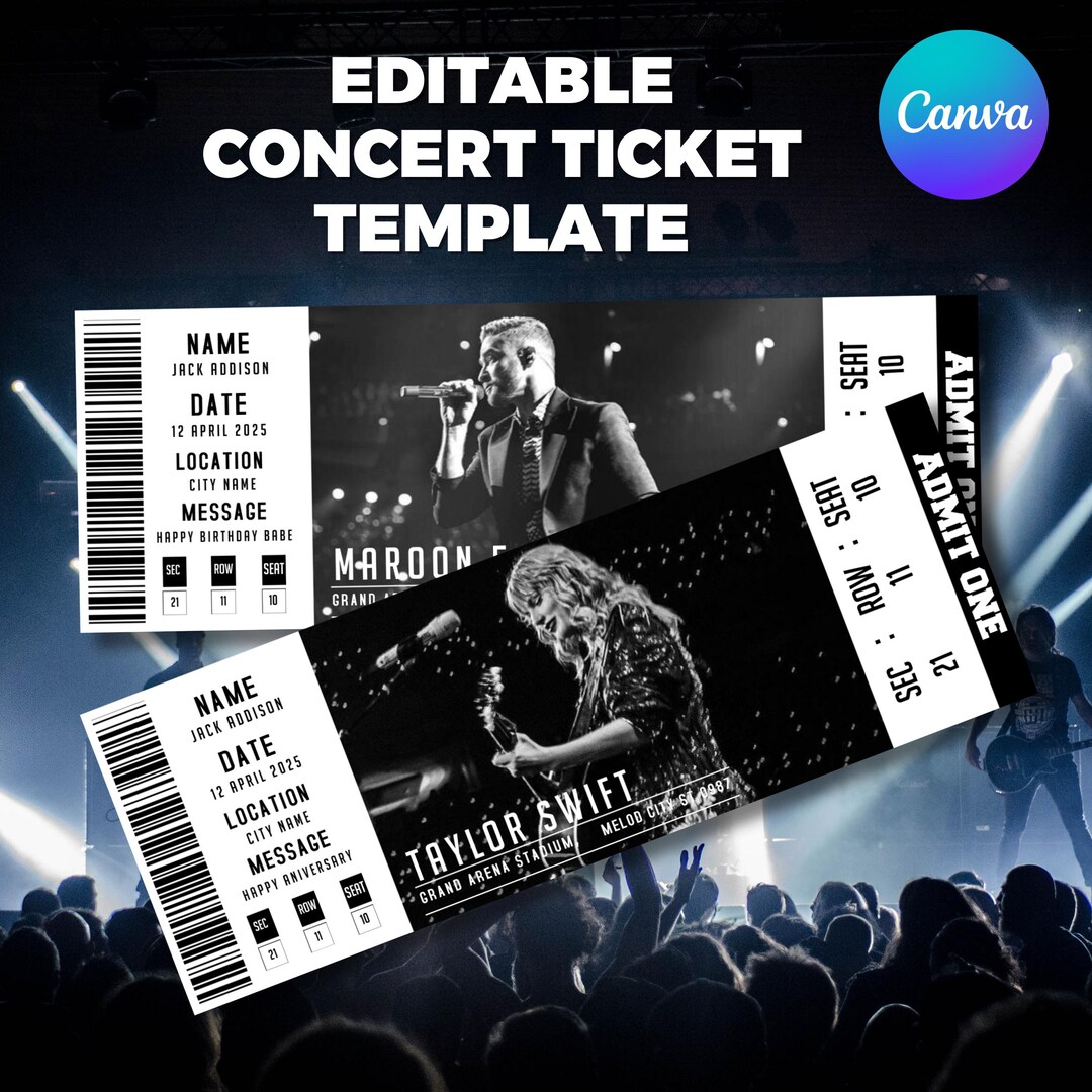 Editable Concert Ticket Template, DIY Event Ticket, Surprise Gift ...