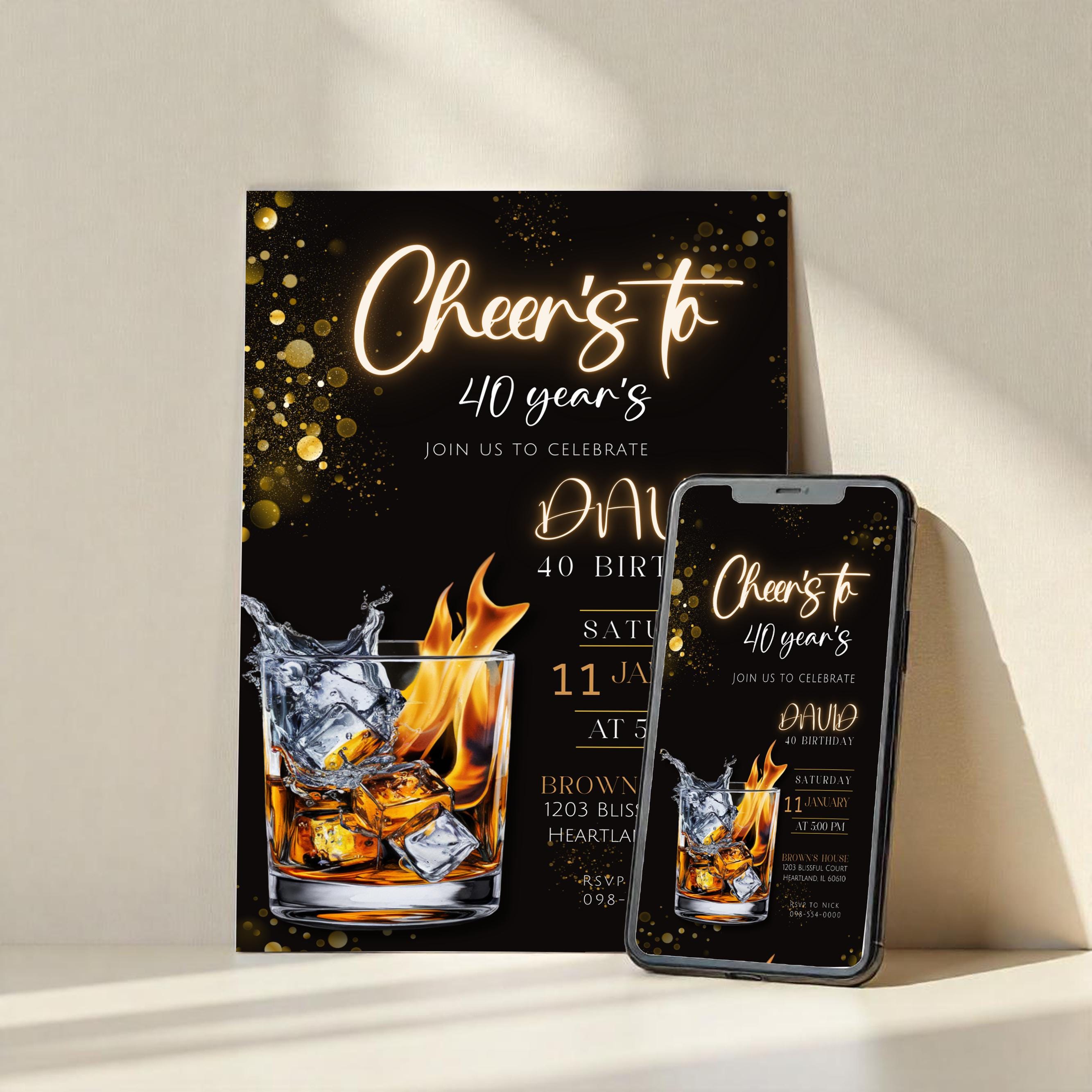 Whiskey Birthday Invitation, Editable Adult Men Birthday Invite, 30th ...