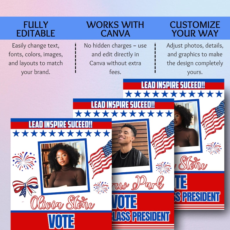 Student Council Campaign Flyer Templates, Voting Posters, Canva School ...