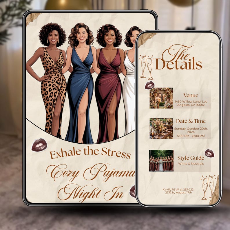 Animated Waiting to Exhale Pajama Party Invitation, Cozy Slumber Party ...