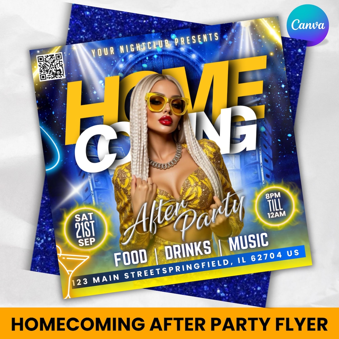 Homecoming After Party Flyer Canva, College School After Party ...