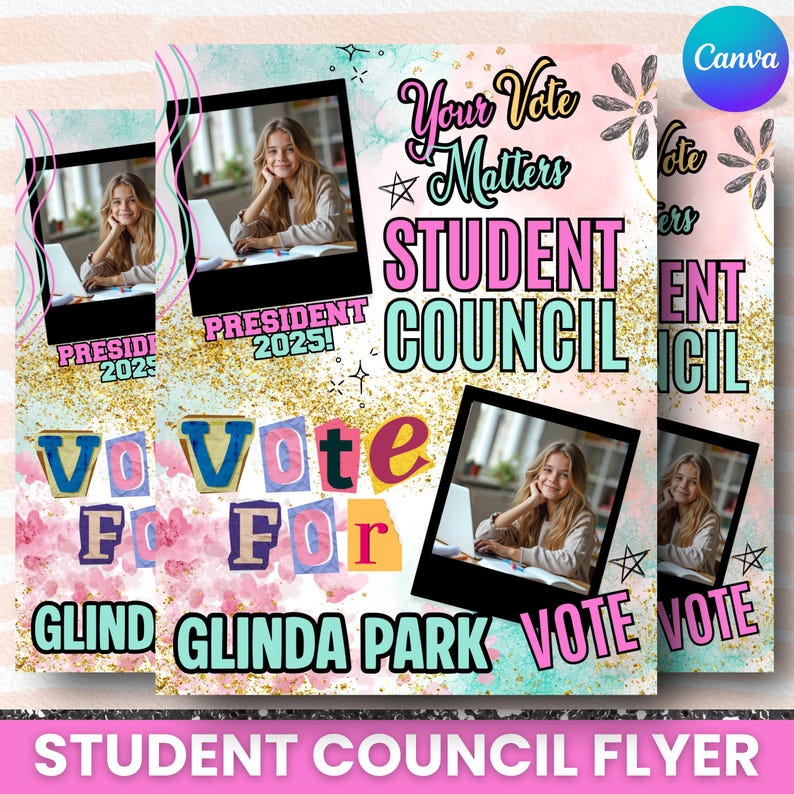 Student Council Campaign Flyer Template, Editable School Election ...