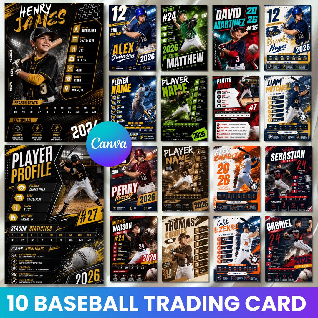 10 Custom Trading Cards Canva Template Bundle, Double Sided Sports ...