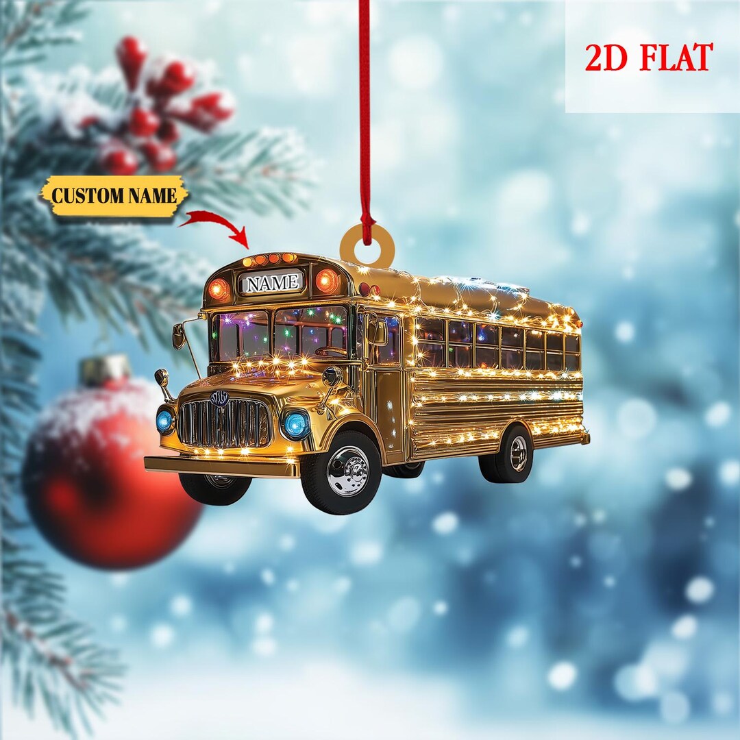 Personalized School Bus Ornament, Custom Bus Driver Christmas Ornament ...