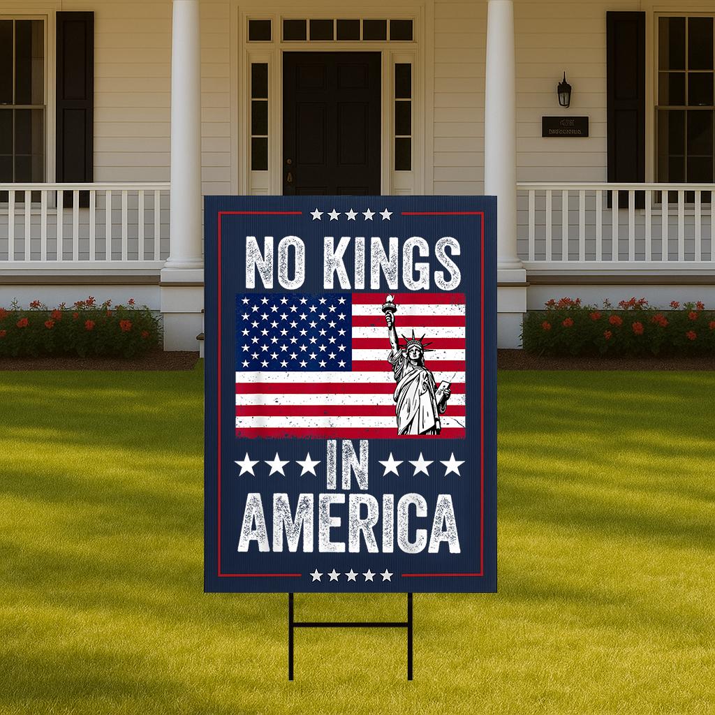 No Kings in America Protest Sign, No Kings Yard Sign - Resist Hate Lawn ...