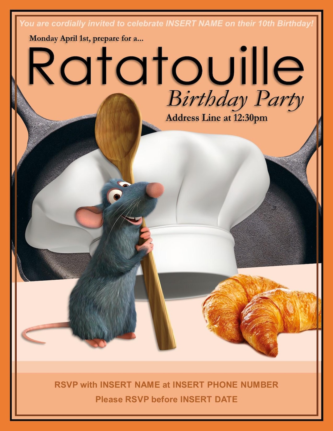 Ratatouille Birthday Party - Invitation Template - Etsy