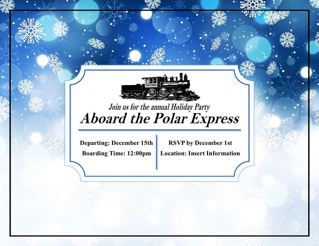 Polar Express Holiday Party - Invitation Template - Etsy
