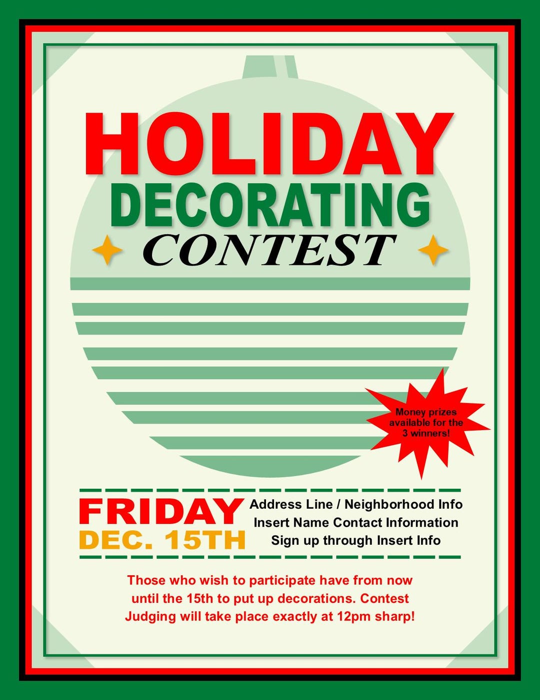 Holiday Decorating Contest - Flyer Template - Etsy