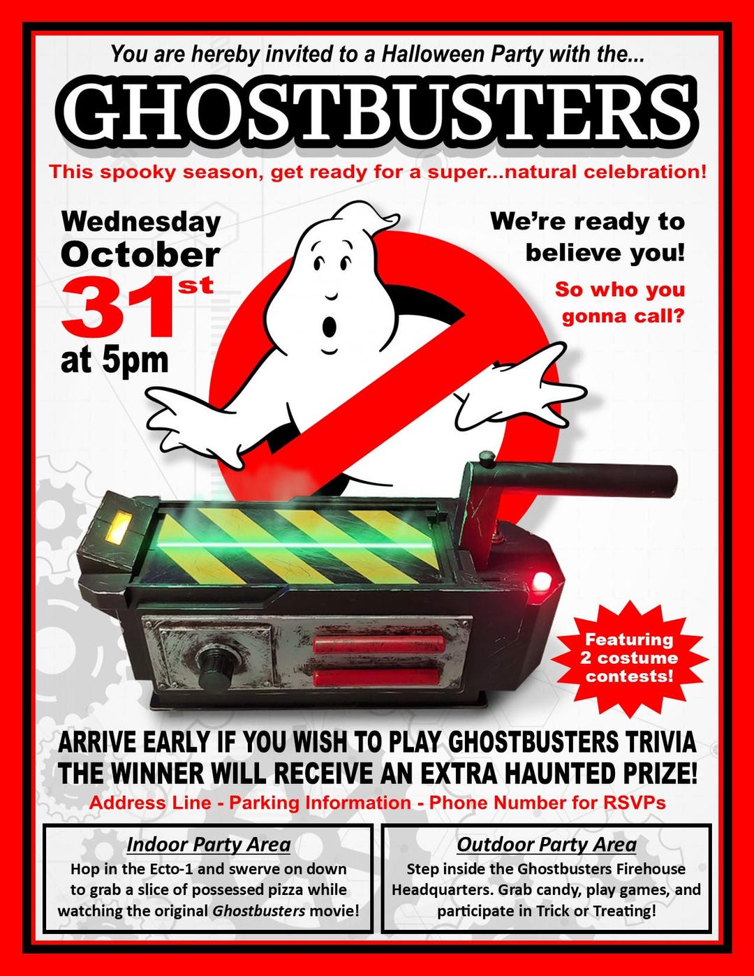 Ghostbusters Halloween Party - Invitation Template - Etsy