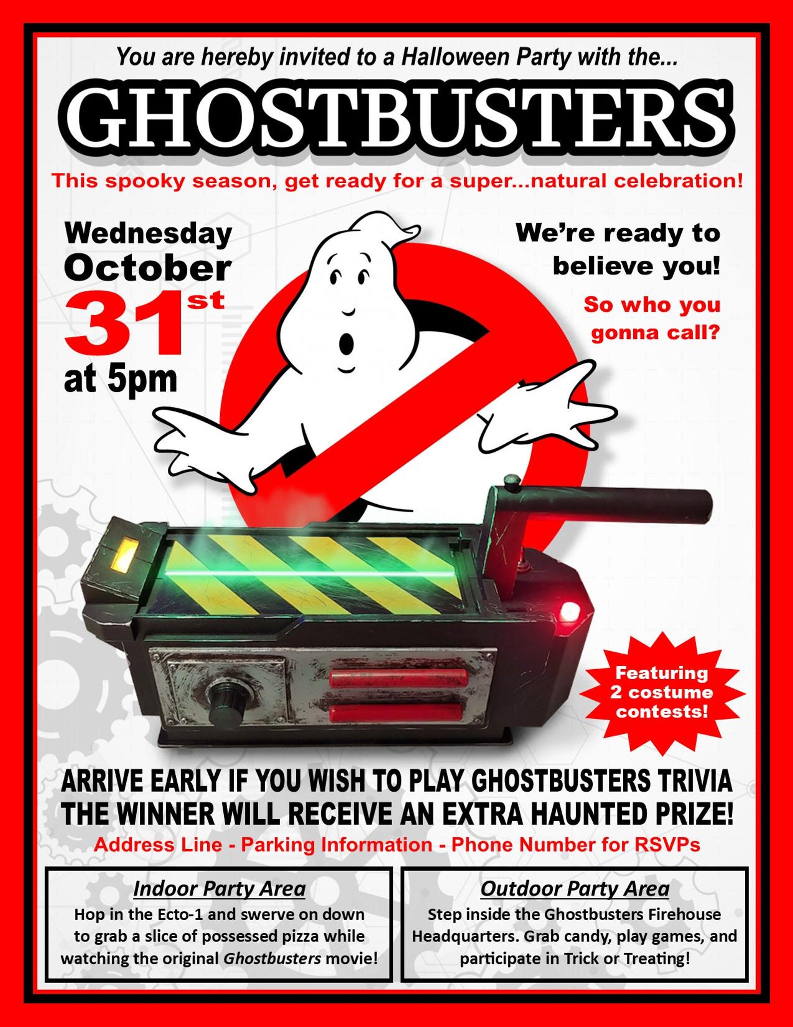 Ghostbusters Halloween Party - Invitation Template - Etsy
