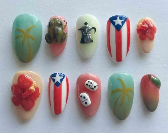 Puerto Rico Set of Press on Nails - Etsy