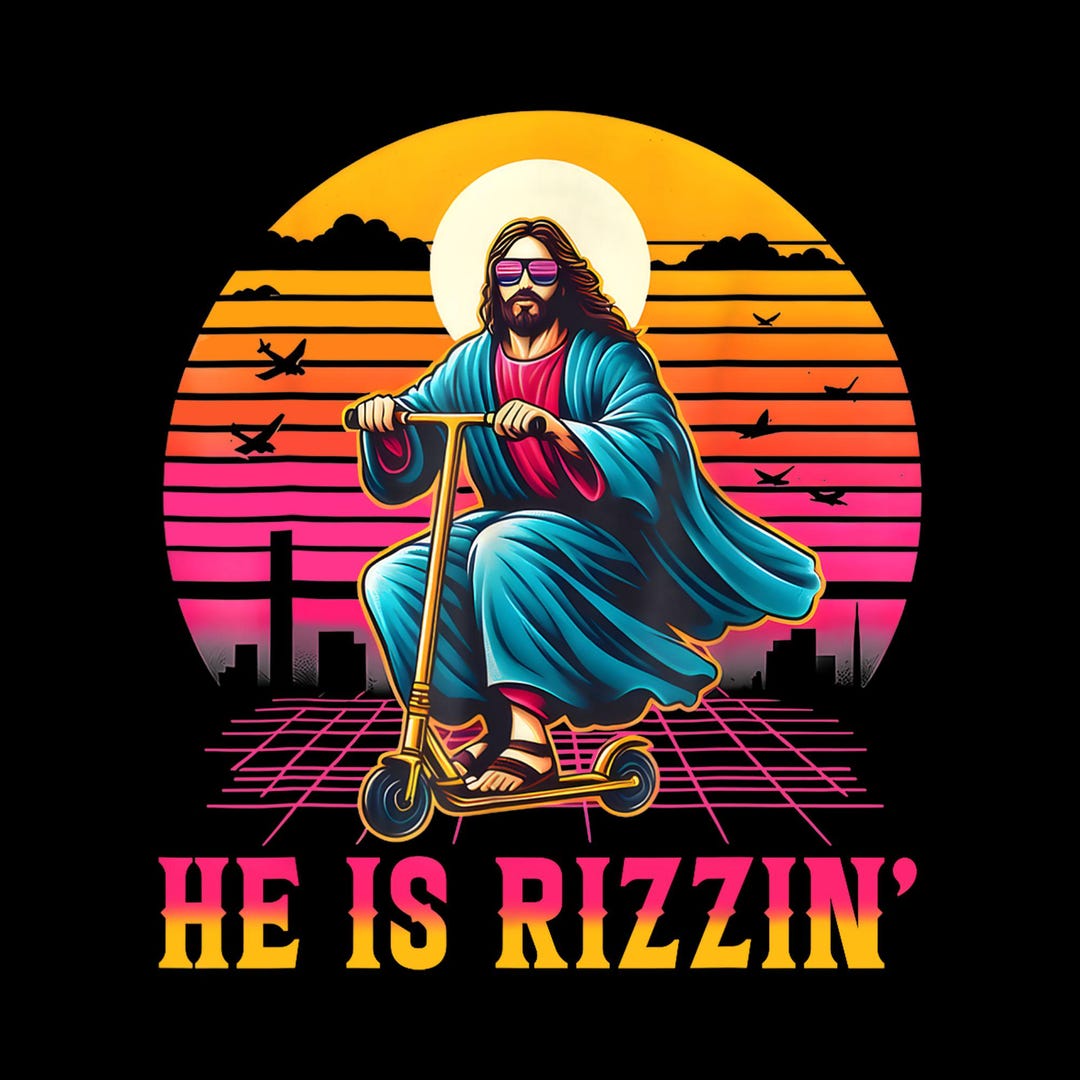 Retro He is Rizzin Funny Jesus Has Rizzen Easter Christian Digital PNG ...
