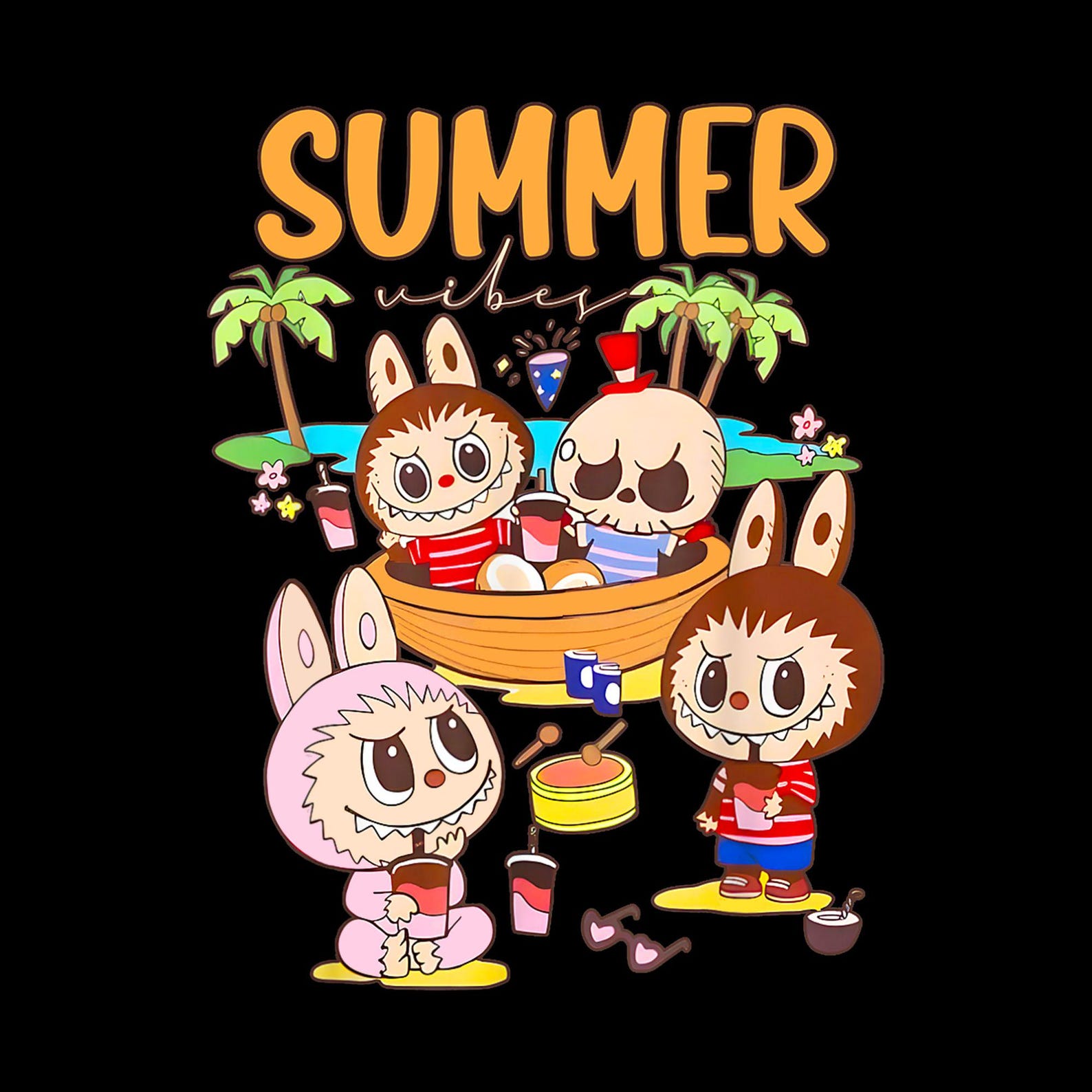 Summer Vibes Labubu Funny Summer Vacation Digital PNG. - Etsy
