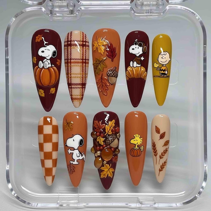 Snoopy Nail Art Fall - Etsy