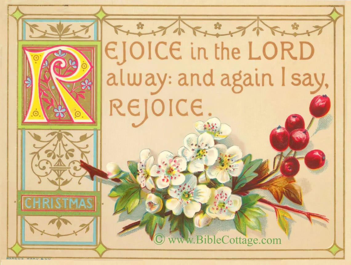 New! Rejoice in the Lord Always – Philippians 4:4 – Vintage Bible Art ...