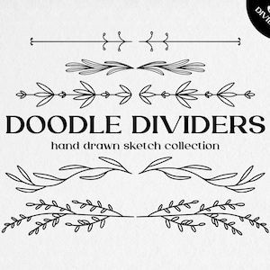 Floral Doodle Dividers PNG SVG | Hand-drawn Sketch Borders | 30 Line ...